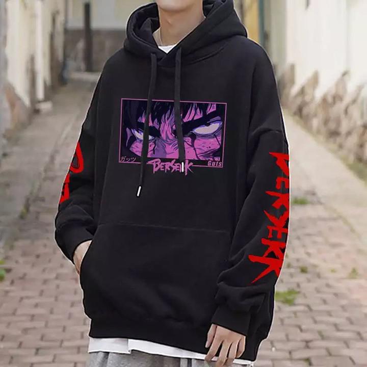 Худи женское оверсайз черное с принтом аниме Harajuku Manga Graphic ...